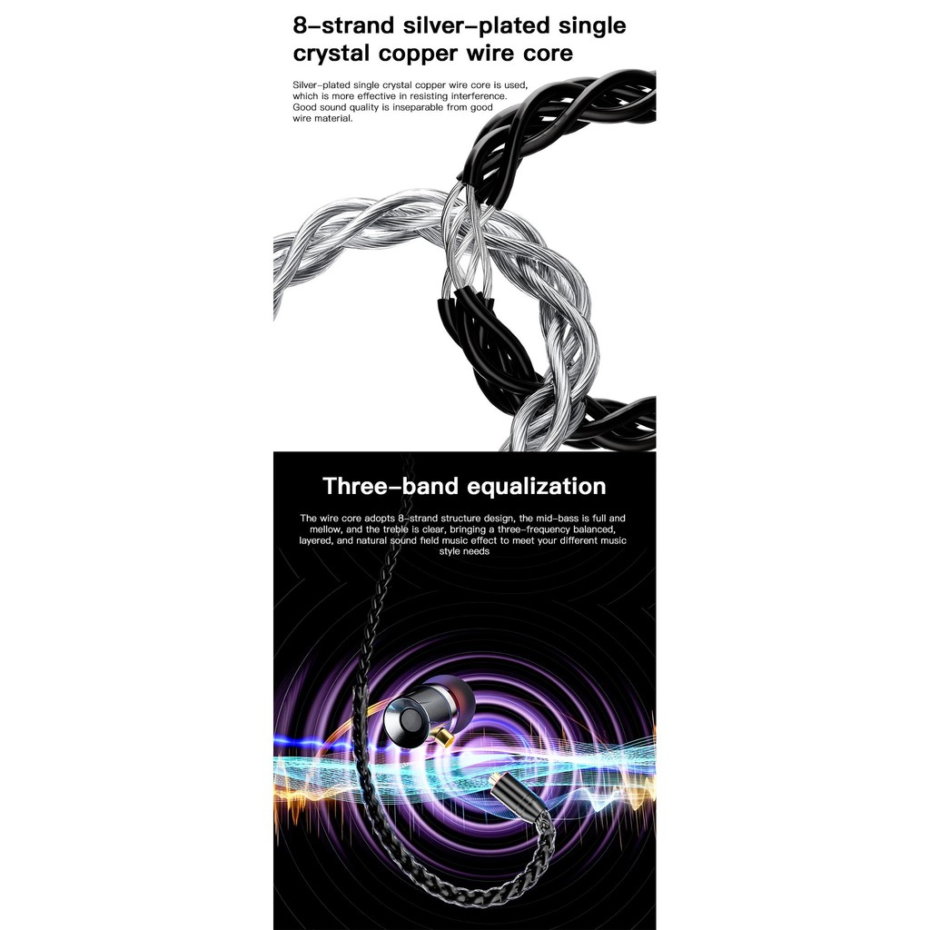 KEYSION 1.2m DIY Replacement MMCX Cable 3.5/4.4mm 8 Core Silver-Plated ...