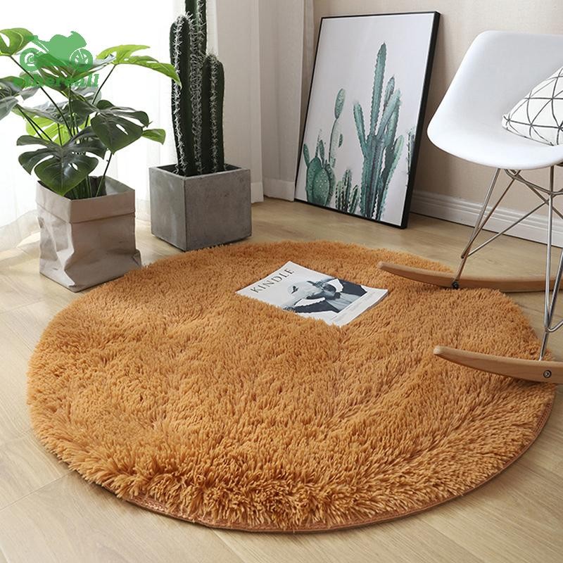 ETH Fluffy Wool Rug Living Room Carpets Faux Fur Round Mat Kids Room ...