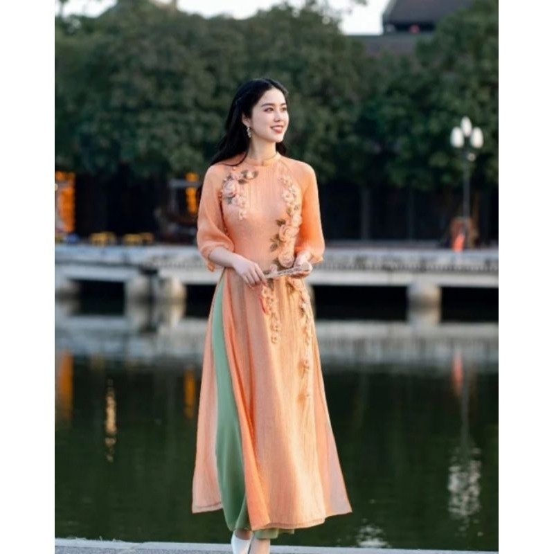 Tapta ao dai with beautiful and luxurious stylized design, 100% real ...