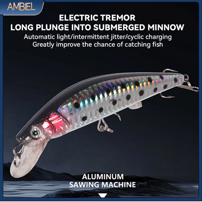 AM Robotic Swimming Lure 5'' Electric Vibrating Minnow With 2 Trible ...