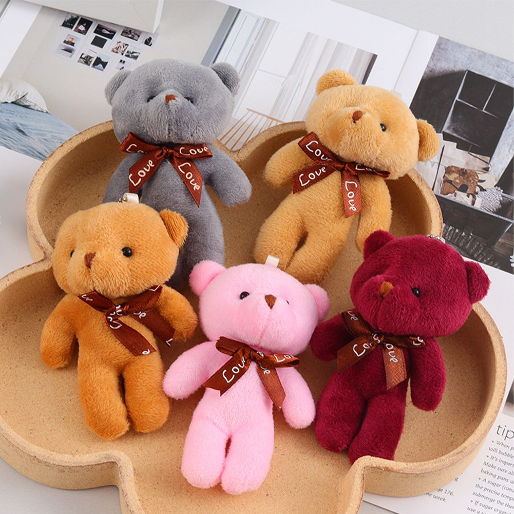 Teddy Bear Keychain Mini Bright Silk Teddy Bear Cartoon Bear Plush Bear ...