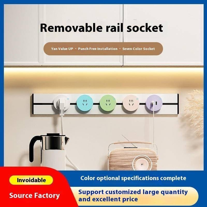 Surface Mounted Track Power Strip Board Power Strip Macaron Five-Hole ...