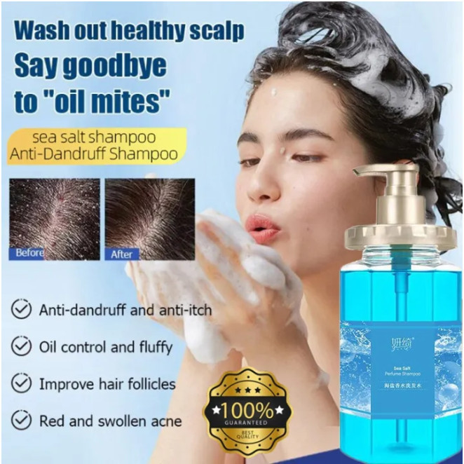 500ML Sea Salt Anti Dandruff Shampoo Amino Acid Shampoo For Scalp Itching Anti Hair Loss Nourish ...