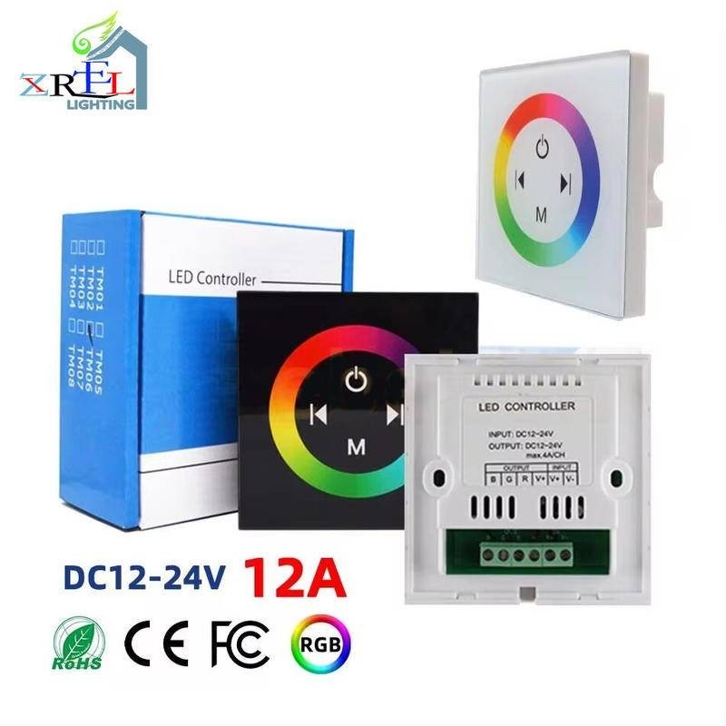 Wall-Mounted RGB Controller 12V 24V 12A LED 3-Channel PWM Signal Dimmer ...