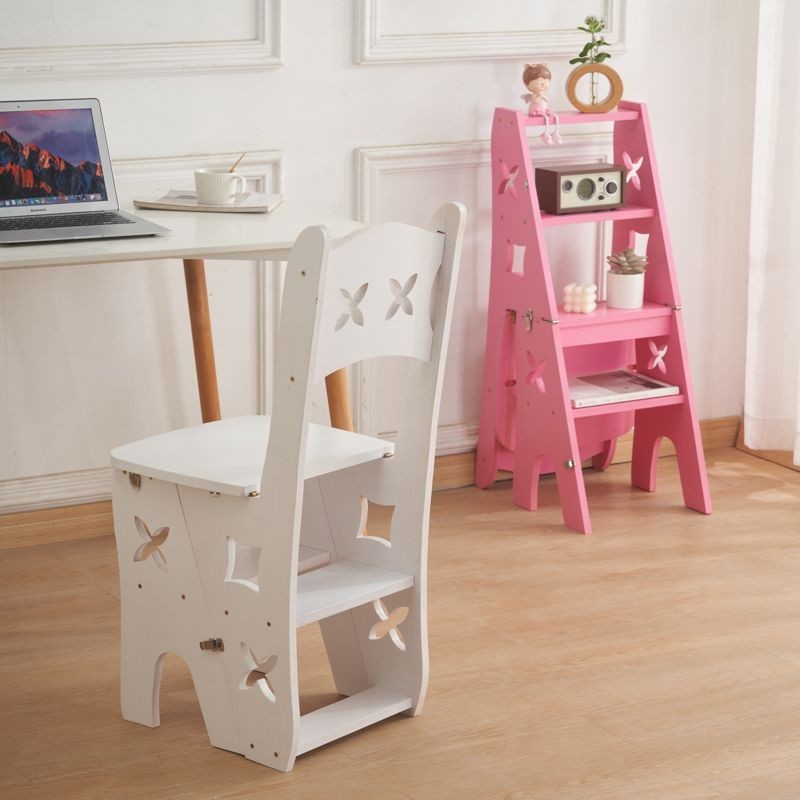 Solid Wood Ladder Chair Household Ladder Chair Foldable Retractable ...