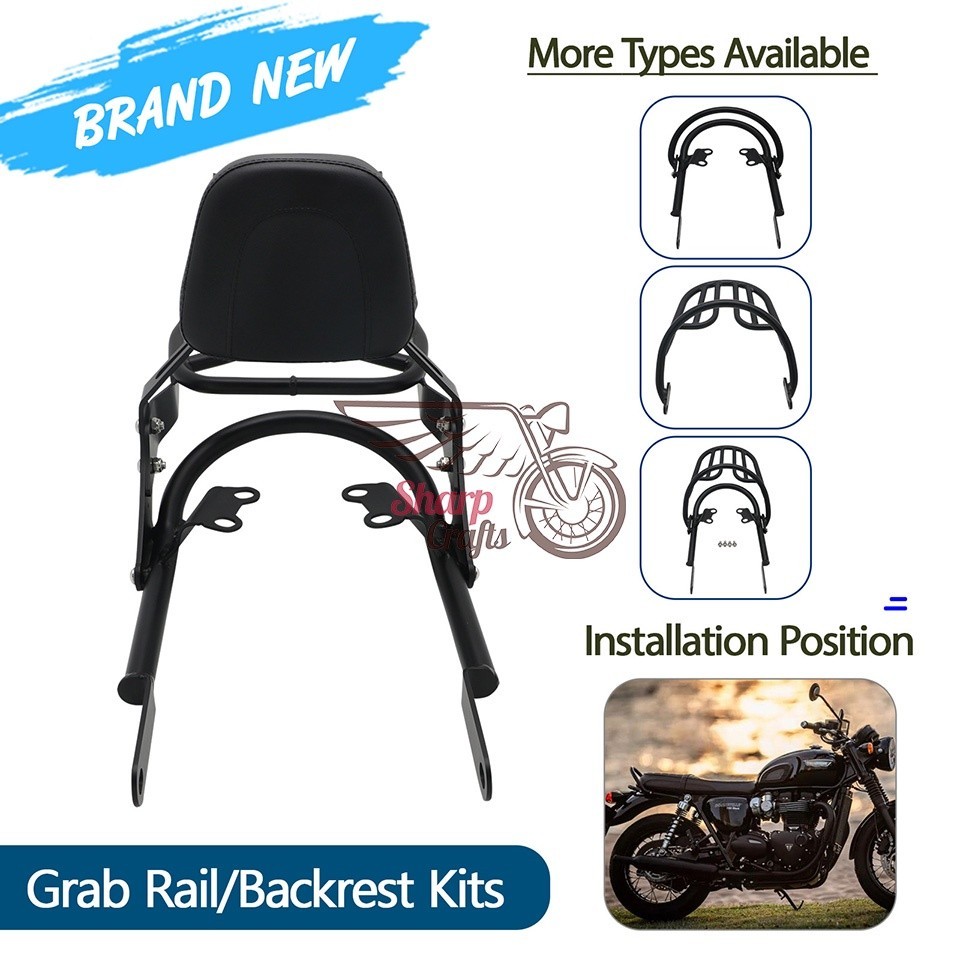RQ`Passenger Backrest Sissy Bar Rail Seat Grab Handgrip For Triumph ...