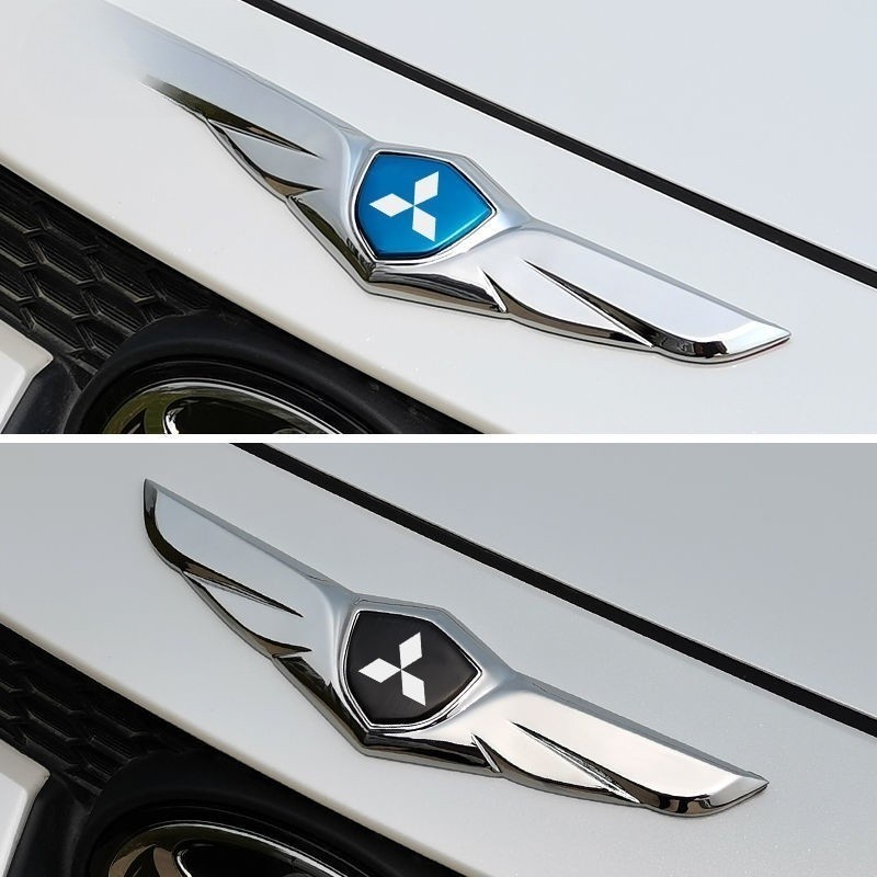 For Mitsubishi Aluminium Car Logo Car Front Cover Metal Ornaments Angel ...