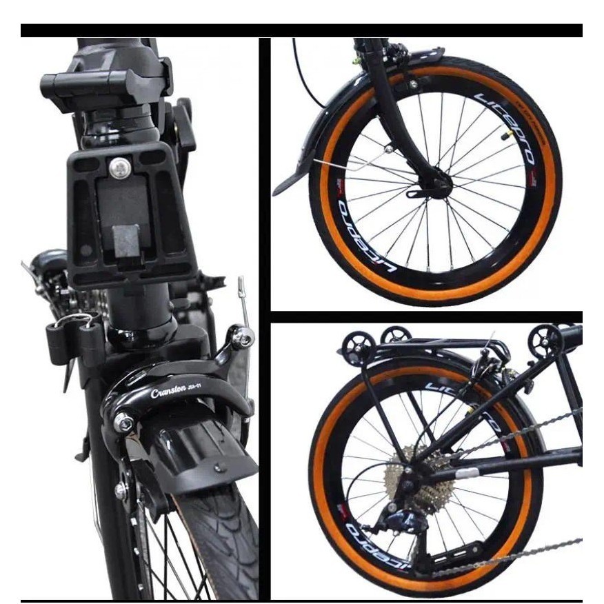 Litepro 16Inch External 9 Speed Tri-fold Folding Bicycle Straight M ...