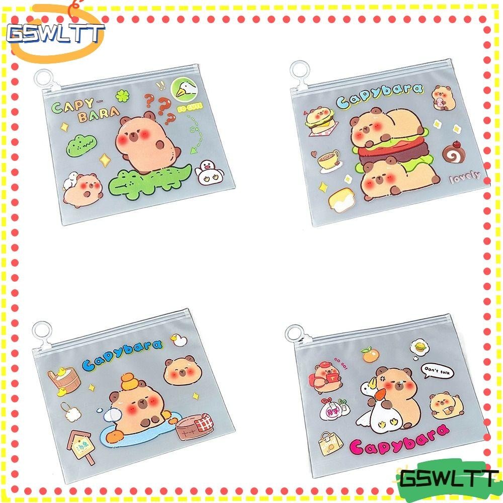 GSWLTT Capybara File Bag, Cute Cartoon PVC Test Paper Storage Pouch ...