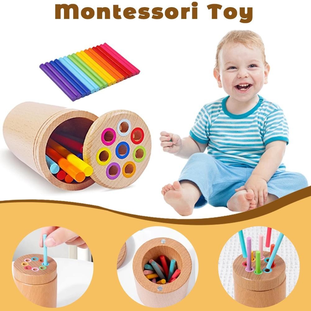 Wooden Stick Balance Toy Montessori Color Sorting Toys Colorful Wooden ...
