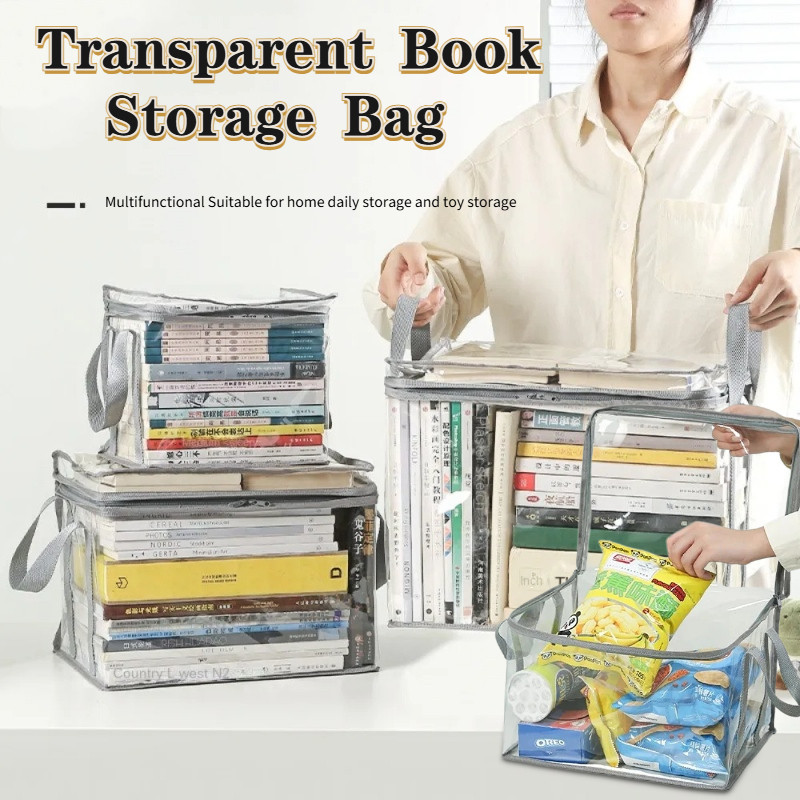 Transparent Book Storage Bag PVC Foldable Waterproof Dust With Zipper ...