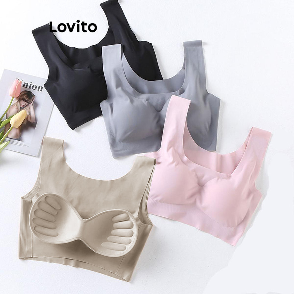 Lovito Women Sporty Plain Basic Sports Bra LNL59182 | Shopee Philippines
