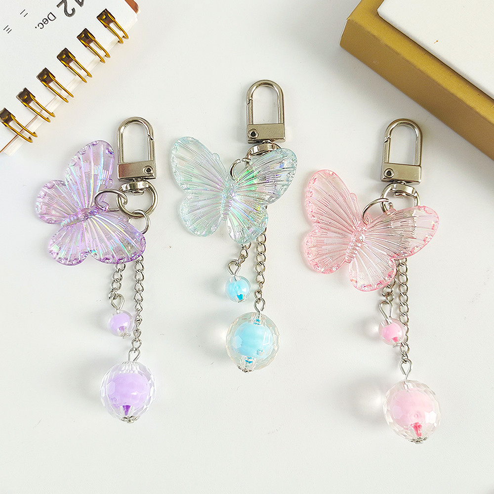 Colorful Transparent Butterfly Acrylic Keychains Fashion Insect ...