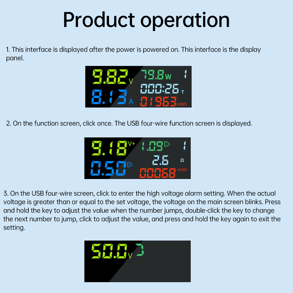 DIYMORE Multi-function Type-C Color Screen Digital Display Voltage ...