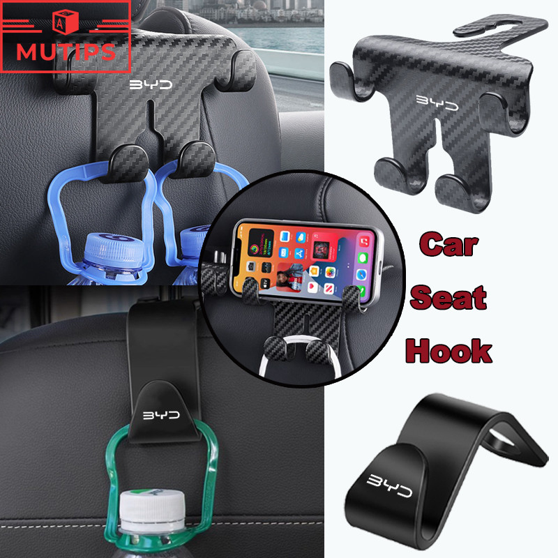 BYD Universal Car Headrest Backseat Hanger Carbon Fiber Multifunction ...