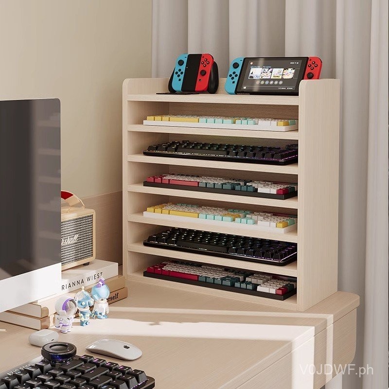 Multi-Layer Keyboard Storage Rack Solid Wood Keyboard Display Cabinet ...