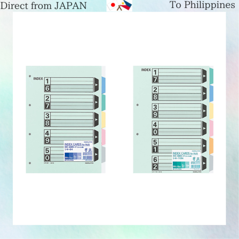 KOKUYO Index File Divider Card A4 4 Holes 5 Mountains 10 Sets Shiki-64 ...