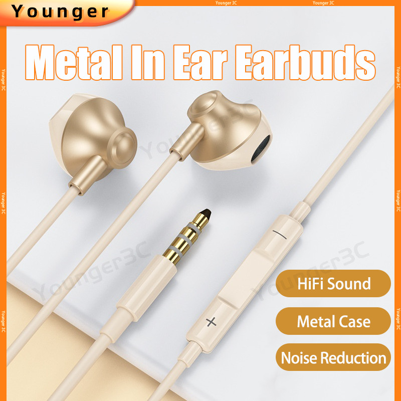 Metal In Ear Earbuds Type C 3.5mm Sports Headphone With Microphone ...