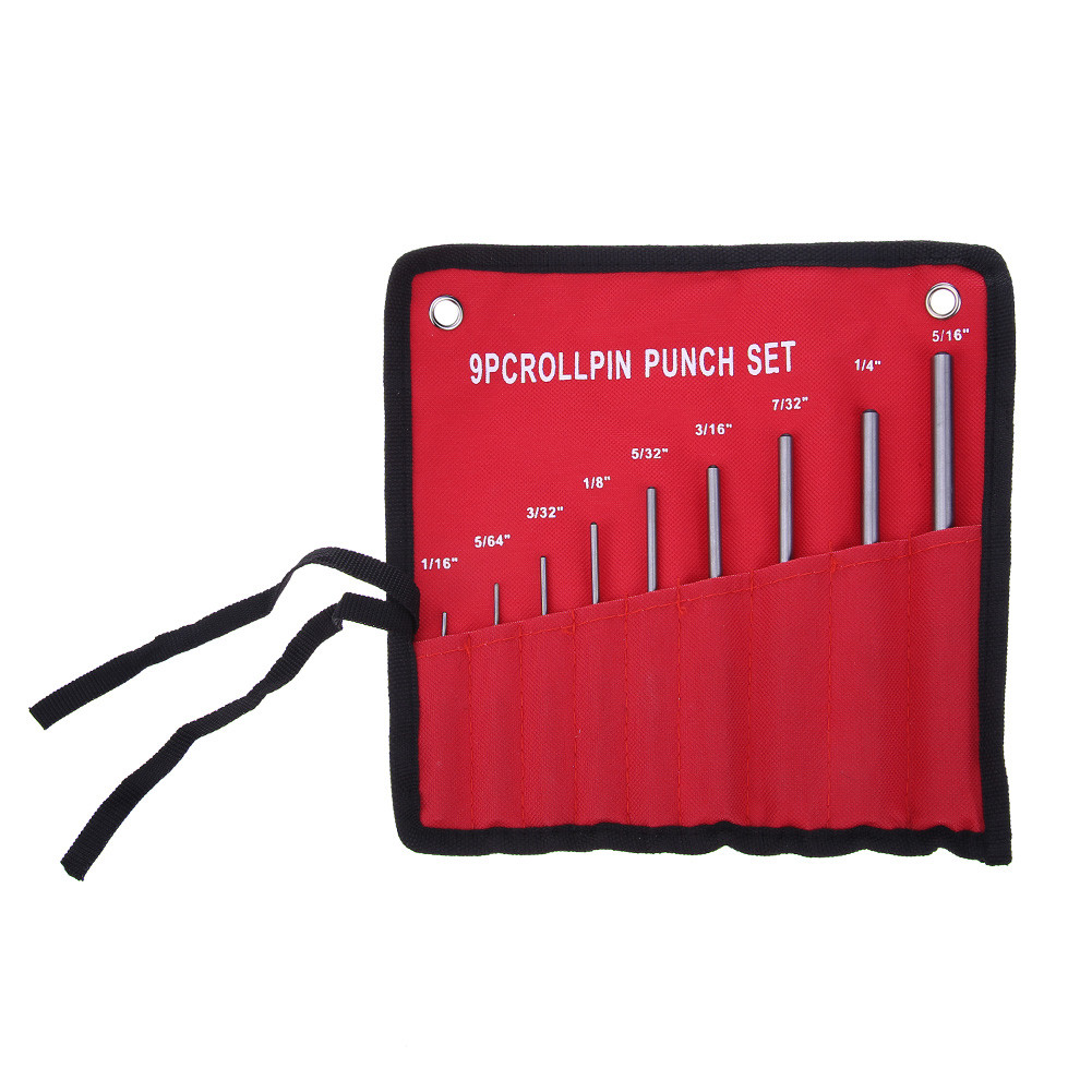 9pcs Multi Size Round Head Pins Set Punch Steel Grip Roll Pins Punch ...