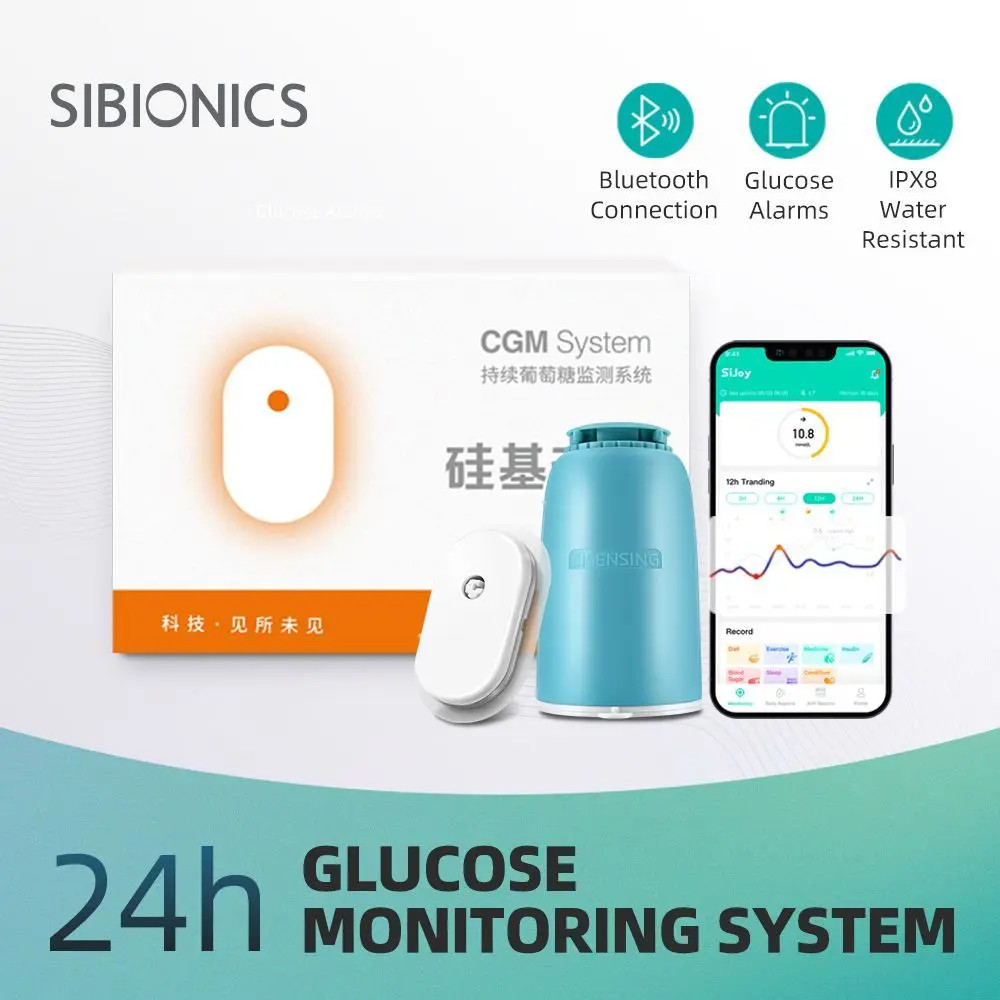 Sibionics Blood Glucose Meter 24h Real Time Monitoring Tester Diabetes ...