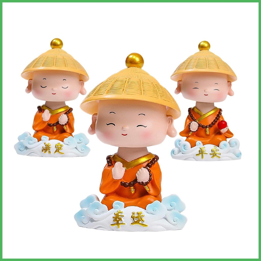 Cute Little Monk Statue Monks Figurine Statue Desk Decor Car Dashboard ...