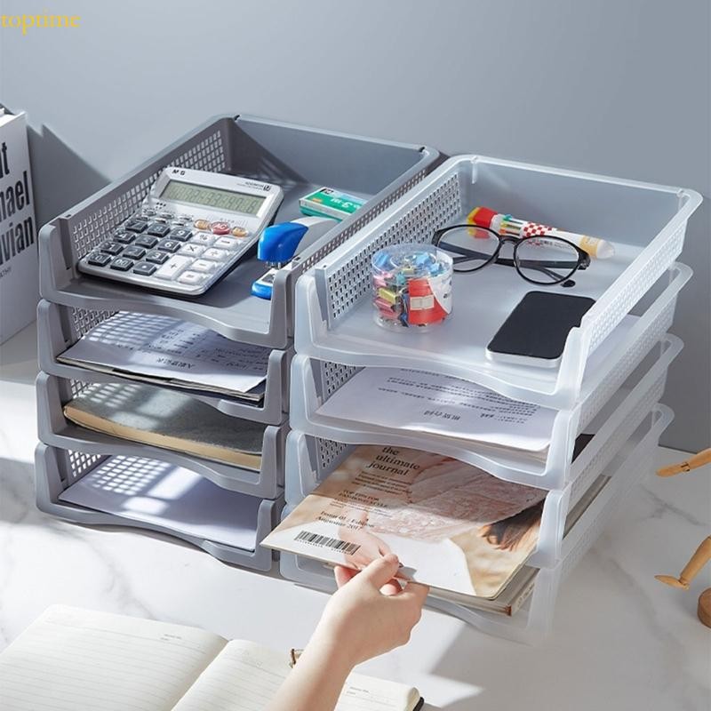 Top Stacking Document Tray Stackable Paper Letter Tray Desk Organizers ...