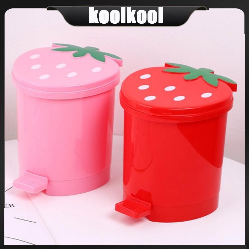 Kool Strawberry Trash Can with Lid Automatic Pop-Up Cover Small Rubbish ...