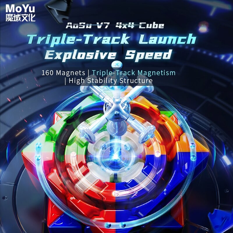MOYU AOSU V7 4x4 Ball Magnetic Cube Single Dual Triple UV Cube Aosu WRM V7 Professional Fidget ...