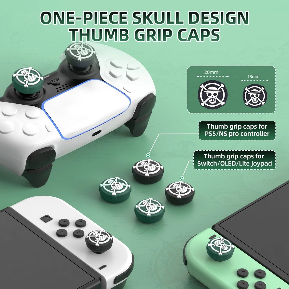 One Piece Silicone Skull Design Non-Slip Cap Case Thumb Grips Cover For ...