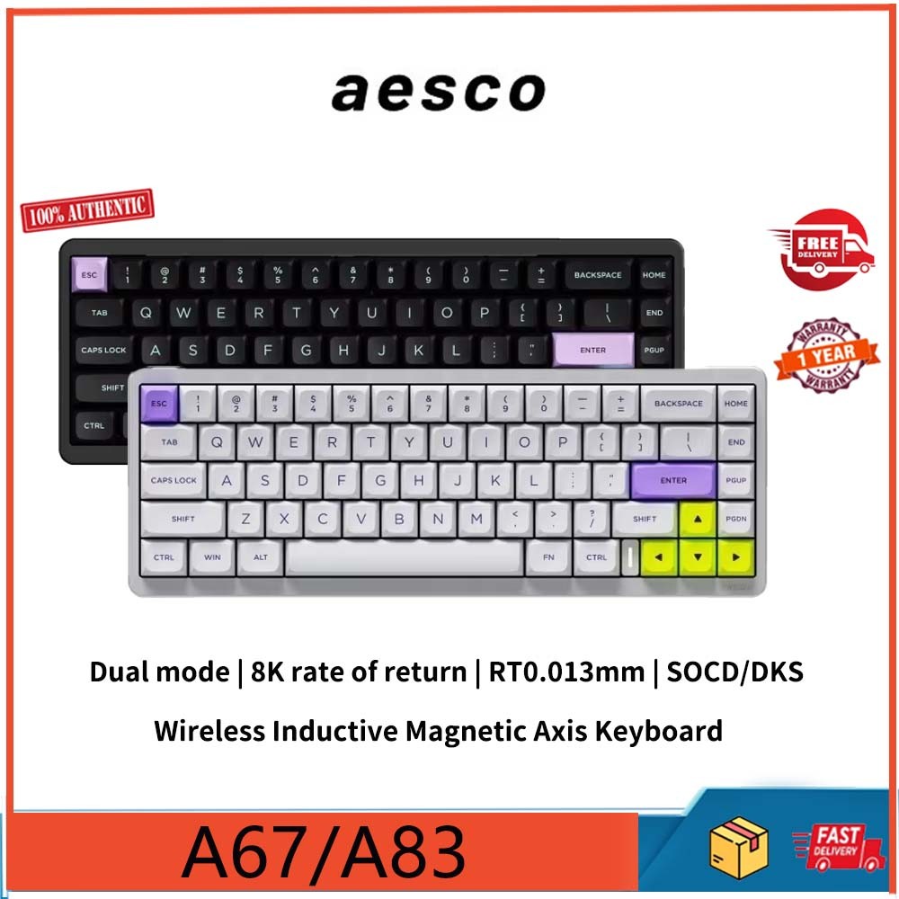 AESCO A67/A83 dual-mode customized inductive axis gaming keyboard, 8K return rate, 0.013mmRT ...