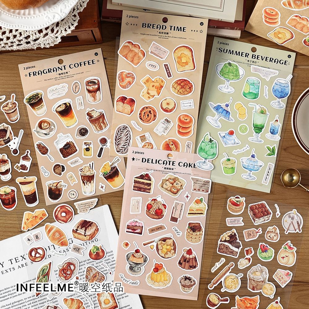 Vintage Coffee Bread Cake Theme Scrapbooking Stickers Retro Coffee ...