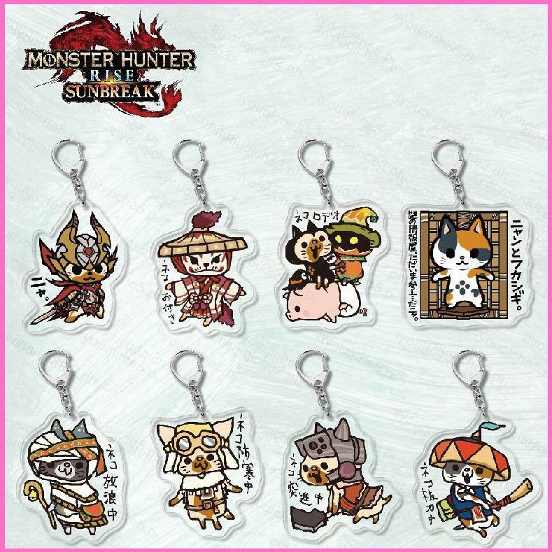 Monster Hunter Keychain Anime Keyring Acrylic Cute Bag Pendant Cartoon ...