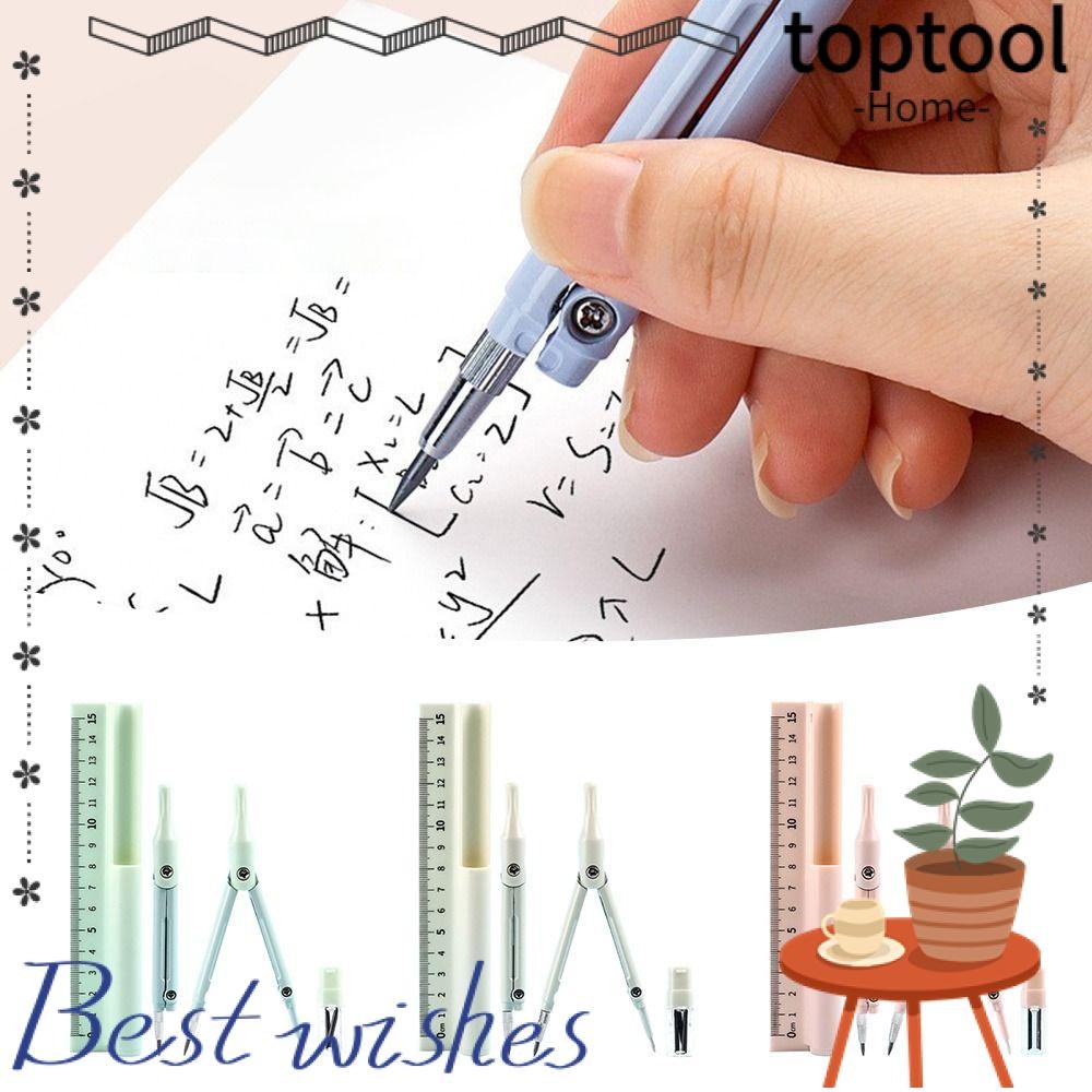 TOPTOOL Compass Ruler Set, Stationery Set 3-in-1 Pencil Compass Kit ...
