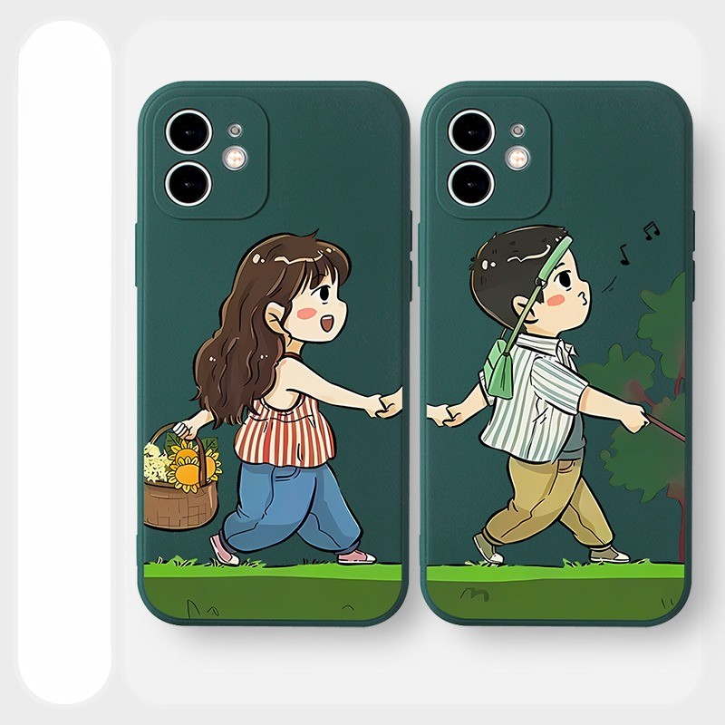 Ang walking couple na mobile phone case ay angkop para sa iPhone XS 12 ...