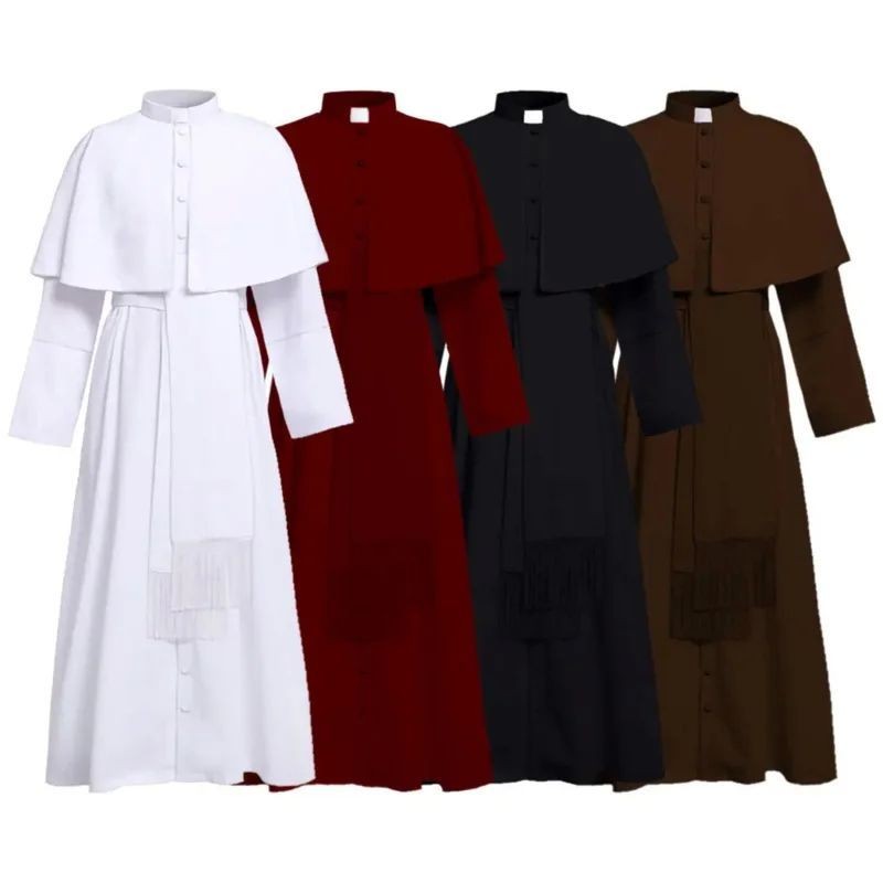 Cosplay legend Clergy Robe Cassock with Cincture Medieval Clergyman ...