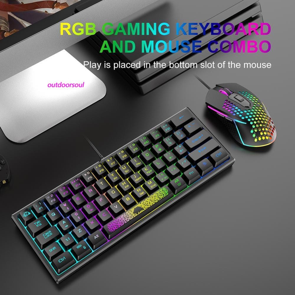 neu K61 60 Percent RGB Backlit Wired Keyboard 62 Key Ergonomic PC ...