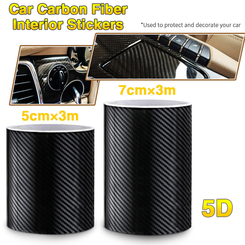 5D Gloss Carbon Fiber Vinyl Wrap Film Decals Car Stickers Auto Interior ...