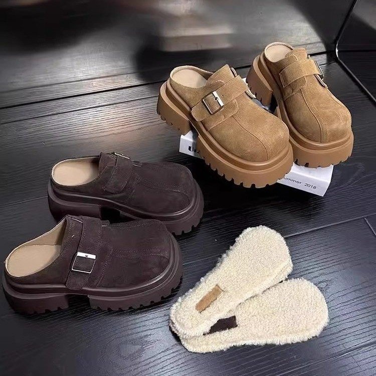 High Heel Women's Shoes Square Toe Platform Suede Fashion Loafers 35 ...