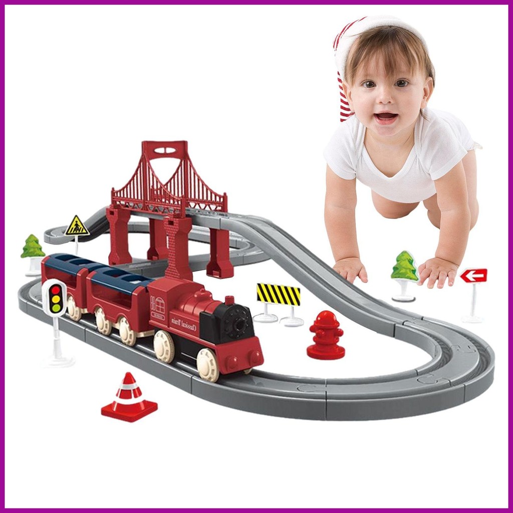 Toy Train Set 44PCS Electric Train Set with Tracks Realistic Kids Train ...