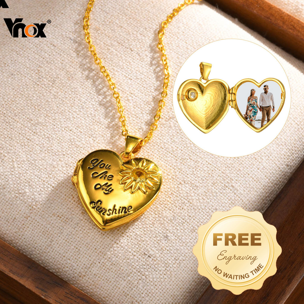 Vnox Sunflower Picture Locket Necklace for Women,You Are My Sunshine ...