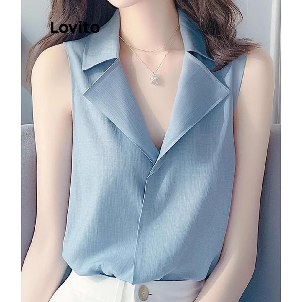 Lovito Women Elegant Plain Button Tank Top LNE83223 | Shopee Philippines