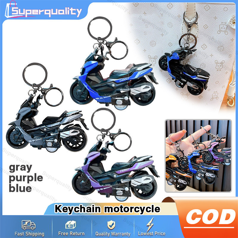 Alloy Pull Back Wheel Motorcycle Cartoon Keychain Simulation Toy Model ...