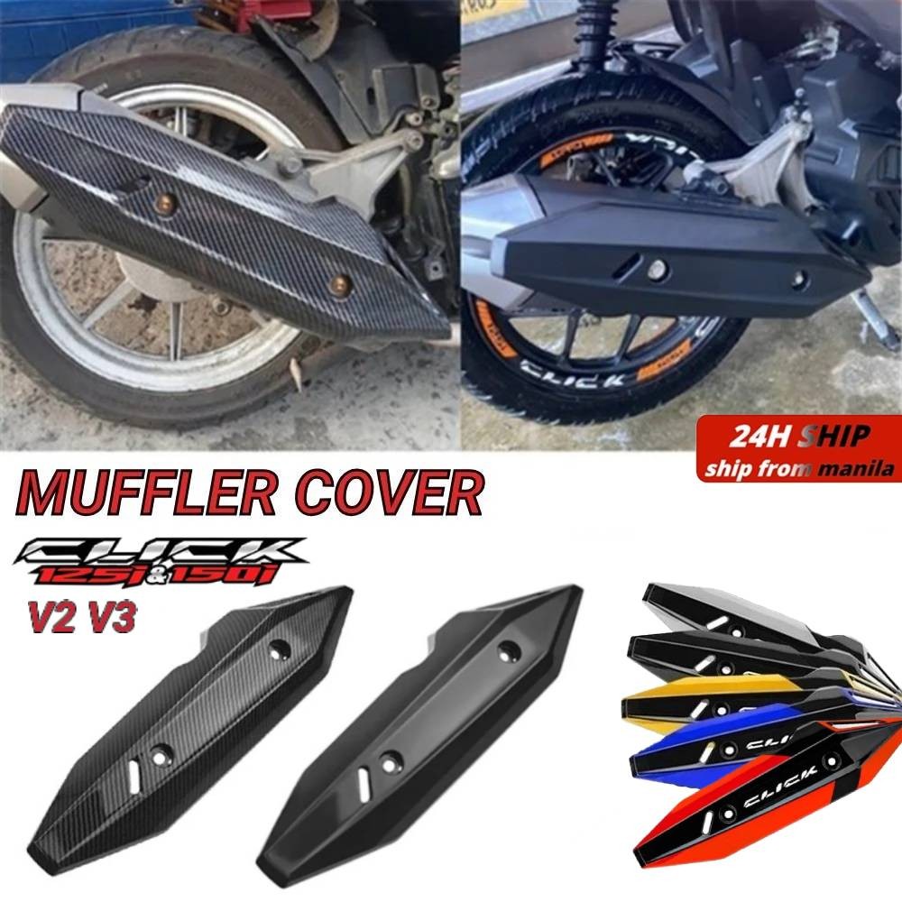 Motorcycle Muffler Tip Cover Glossy Carbon For Honda Click 125i/150i ...