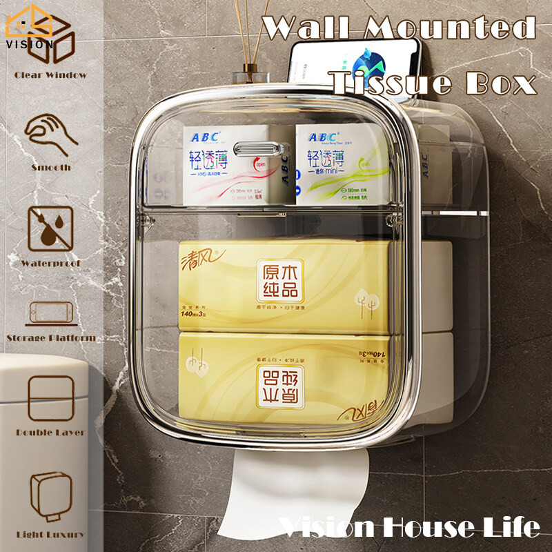 Vision Transparent Wall Mounted Tissue Box Drawer Type Tissue Paper ...