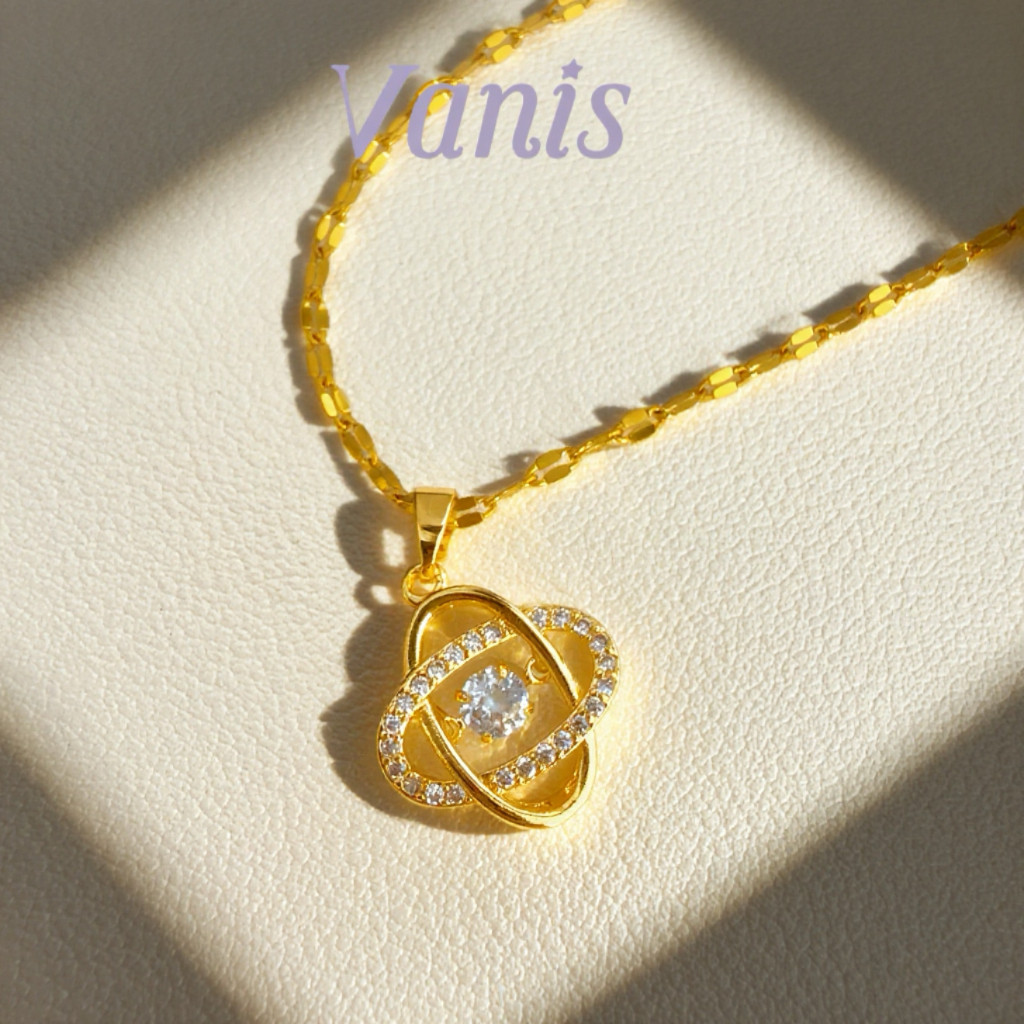 Vanis 18K Gold Cubic Zirconia Double Loop Cross Pendant Necklace For ...