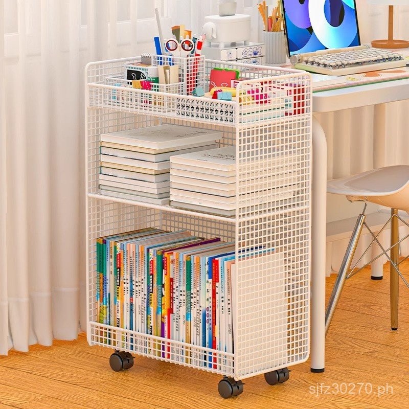 Storage Trolley Floor Bookshelf Under Desk Side Desk Book with Wheels ...