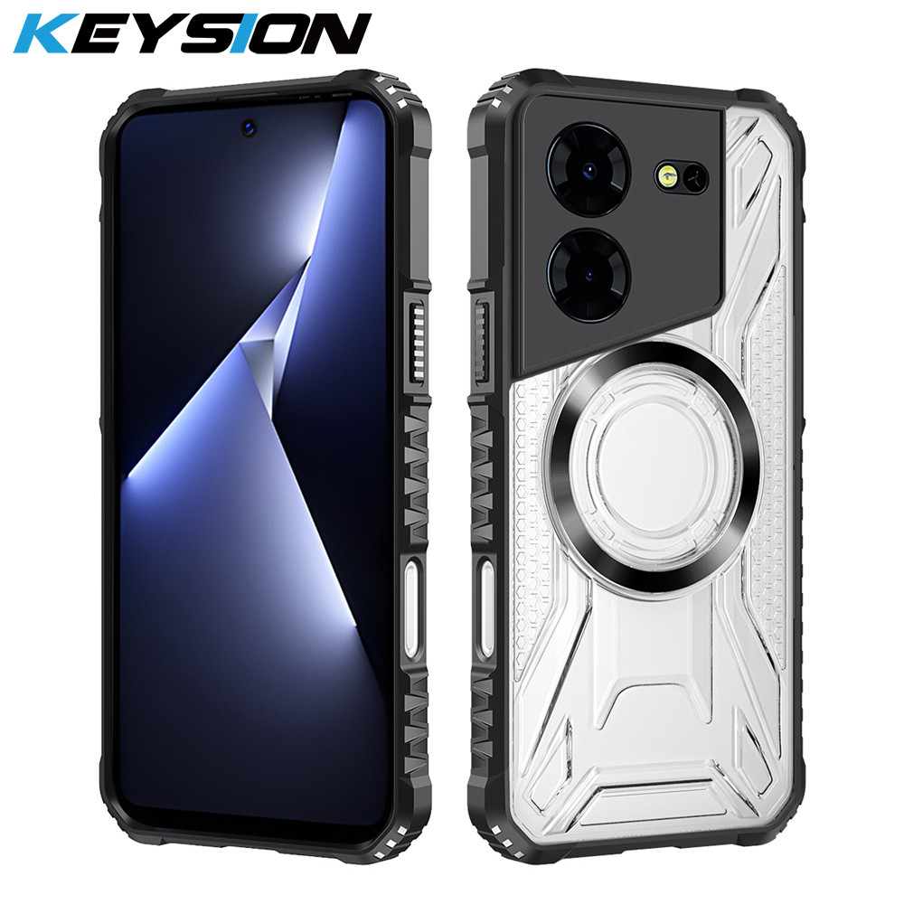 KEYSION Transparent Magnetic Case for TECNO Pova 5 Pro 5G Silicone+PC ...