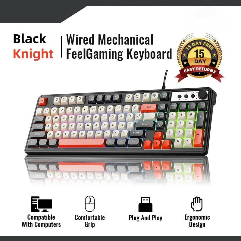 K98 Series Gaming Keyboard Wired Creamy Keyboard With Rainbow RGB ...