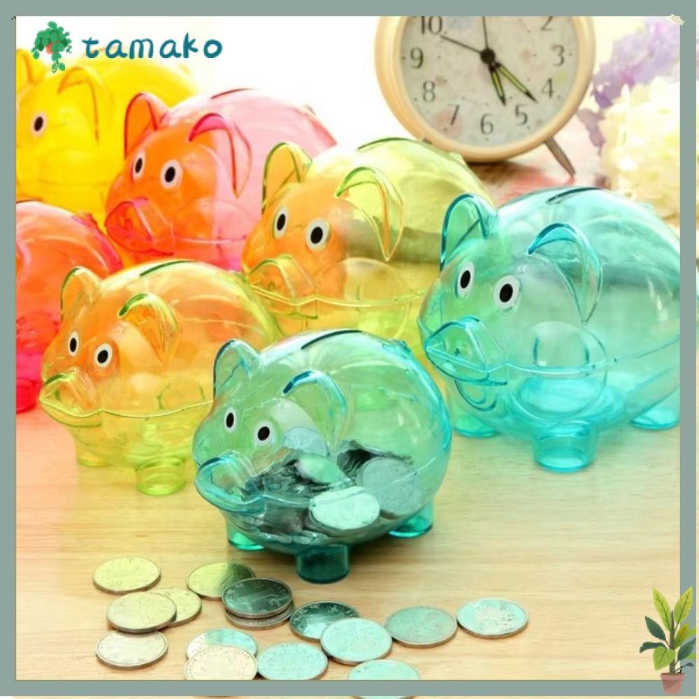TAMAKO Piggy Bank, Reusable Pig Shape Money Box, Fashion Transparent ...