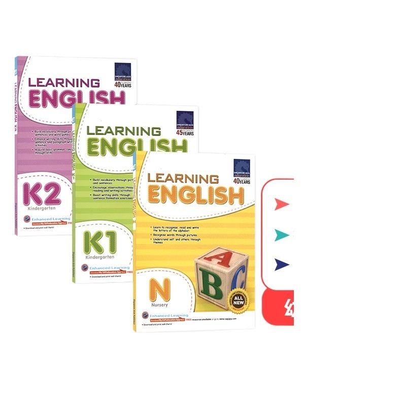 SAP Learning English Collection N-K2 新加坡英语幼儿园教辅教材原版 学习系列英文练习册3册训练套装 小班 ...